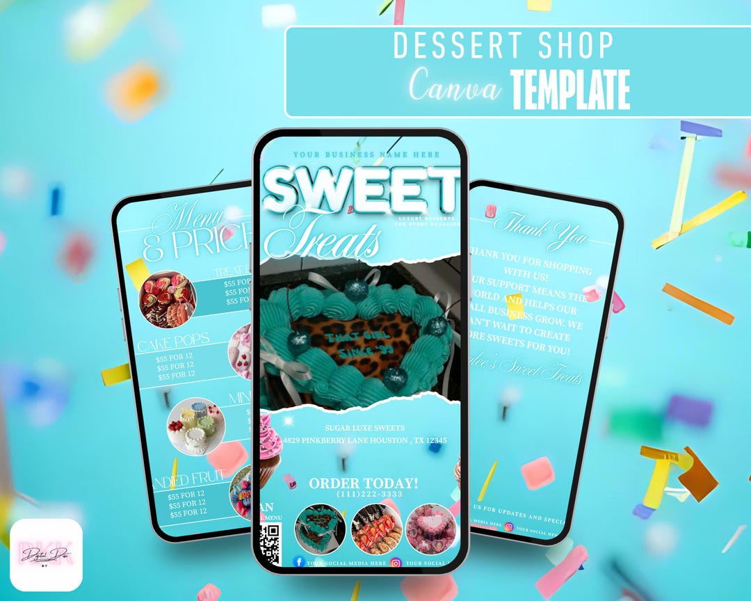 Editable Sweet Treats Flyer Template | Candy Grapes, Cake Pops ...