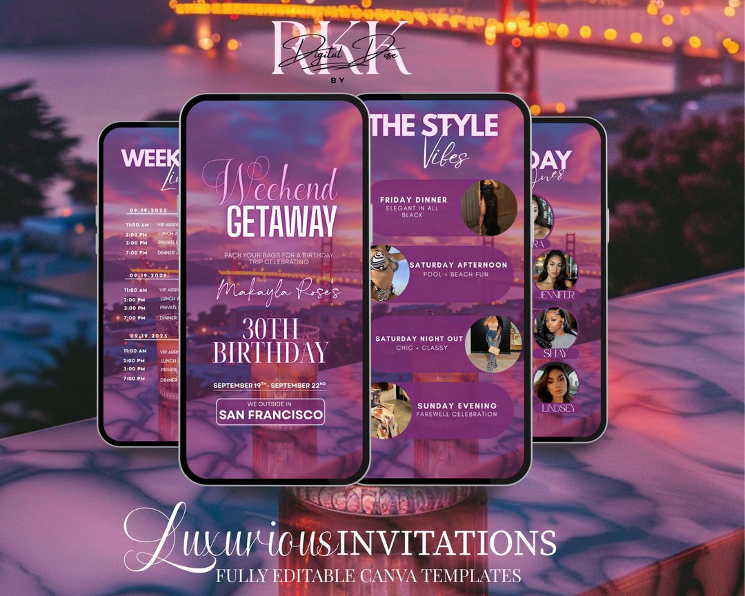 San Francisco Birthday Trip Invitation Template | Canva Itinerary ...