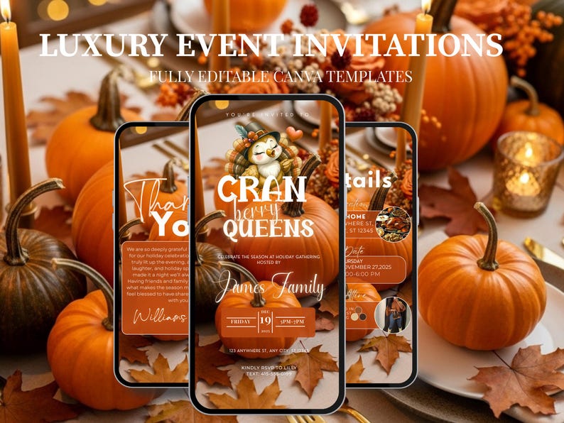Editable Fall Event Invitation Template | Canva Thanksgiving Evite ...