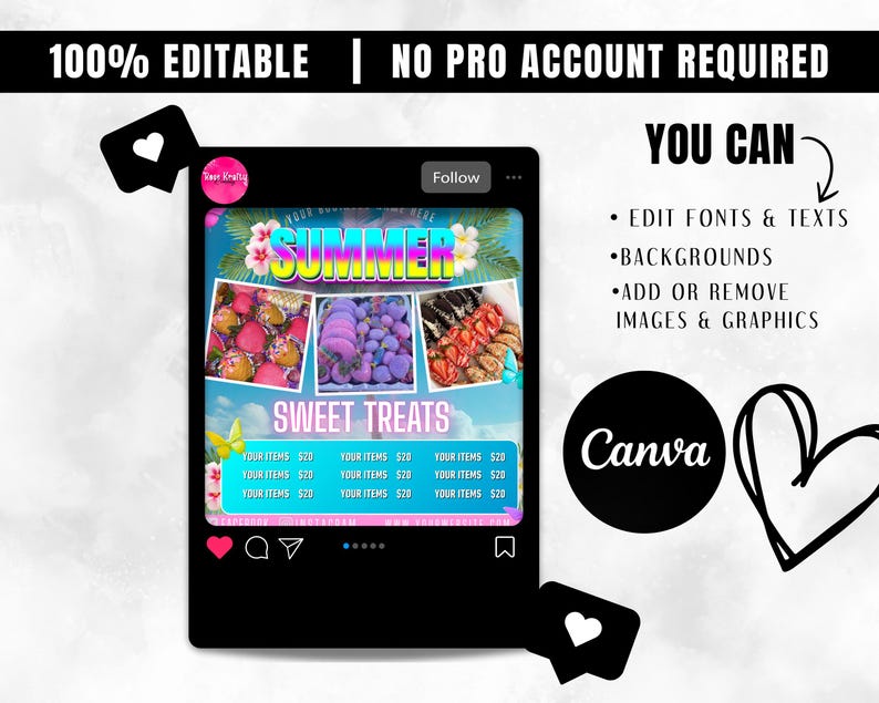 Editable Sweet Treat Flyer Template – Summer Dessert Menu for Bakers ...