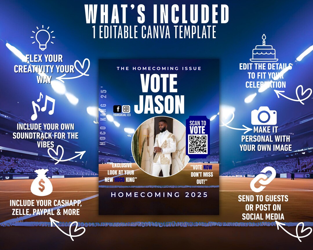 Editable Homecoming King Flyer Template Vote HOCO King 2025 Celebrity ...