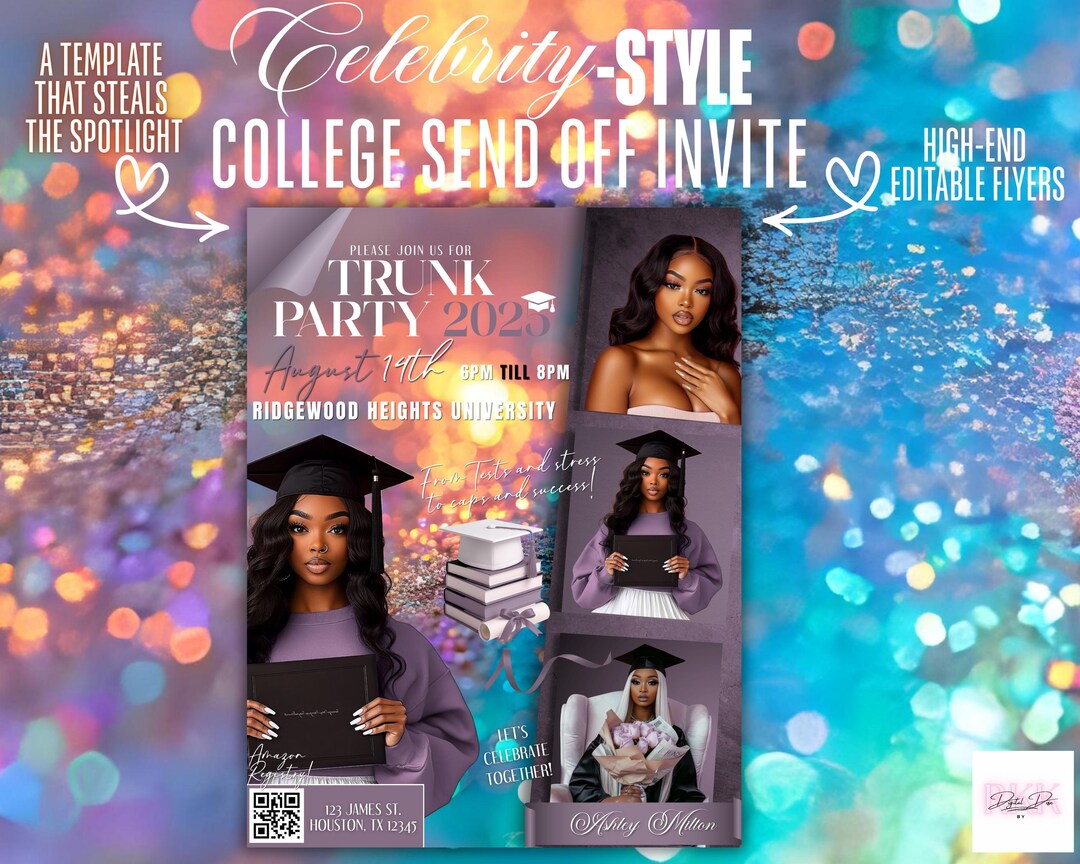 Celebrity Style Trunk Party Invitation | College Send off Flyer ...