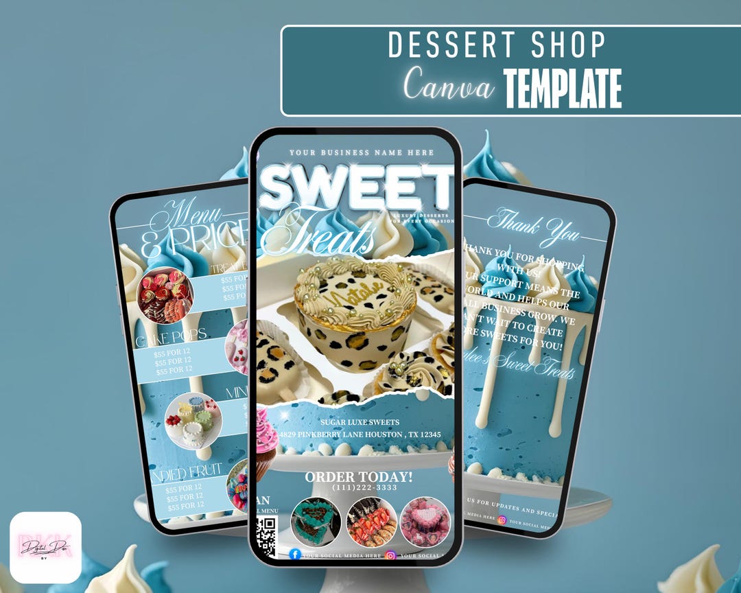 Editable Sweet Treats Flyer | Dessert Shop Canva Template - Etsy