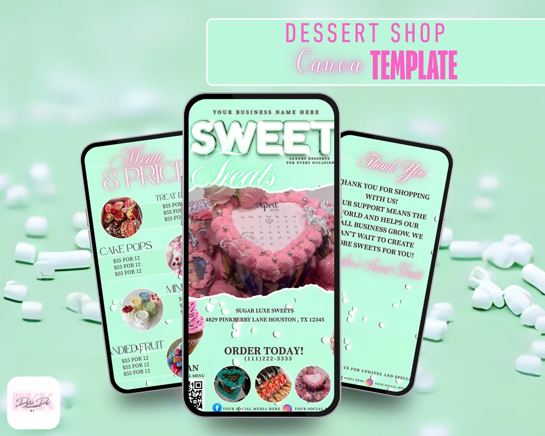 Editable Sweet Treats Flyer Template | Dessert Shop Canva Design - Etsy
