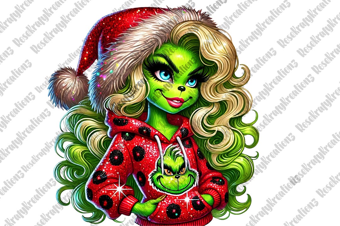Grinch-inspired Christmas PNG Digital Download Festive Glitter Holiday ...