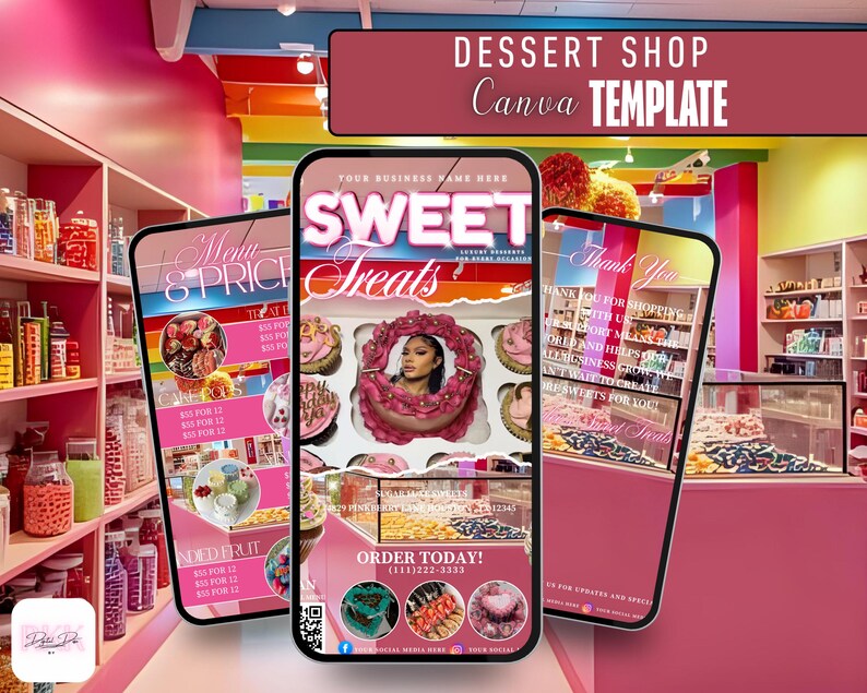 Editable Sweet Treats Flyer Template, Dessert Menu Canva Design - Etsy