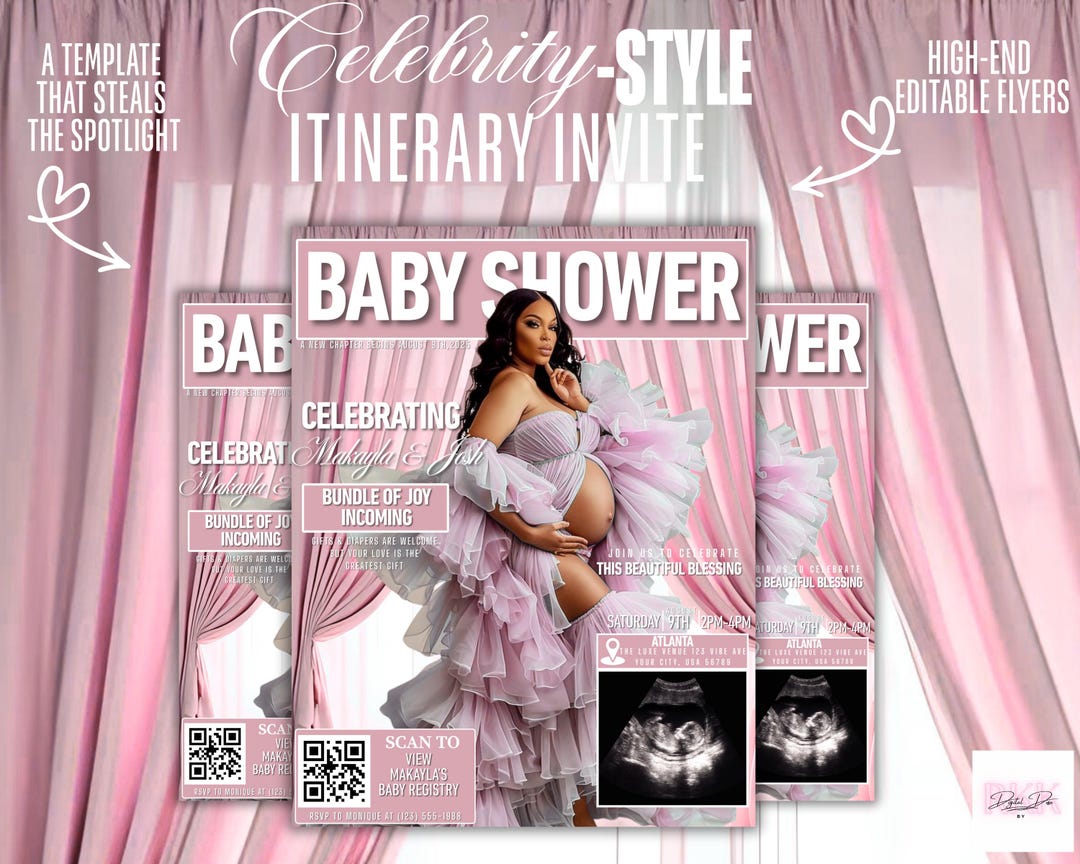 Editable Baby Shower Flyer Template – Plum & Dusty Pink Maternity ...