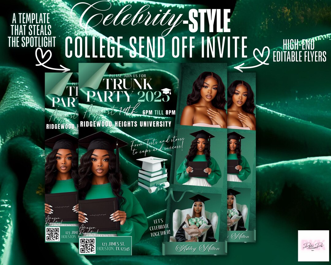 Celebrity Style Graduation Party Invitation Editable Canva Template ...