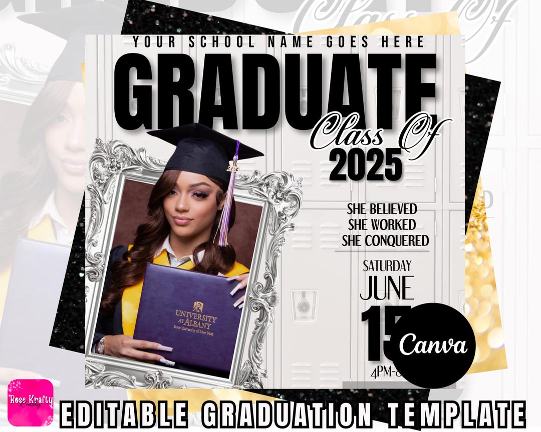 Class of 2025 Graduation Flyer Template | Editable Graduation Canva ...
