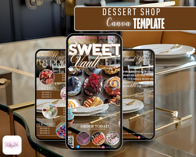 Editable Sweet Treats Flyer Template | Dessert Shop Canva Design - Etsy