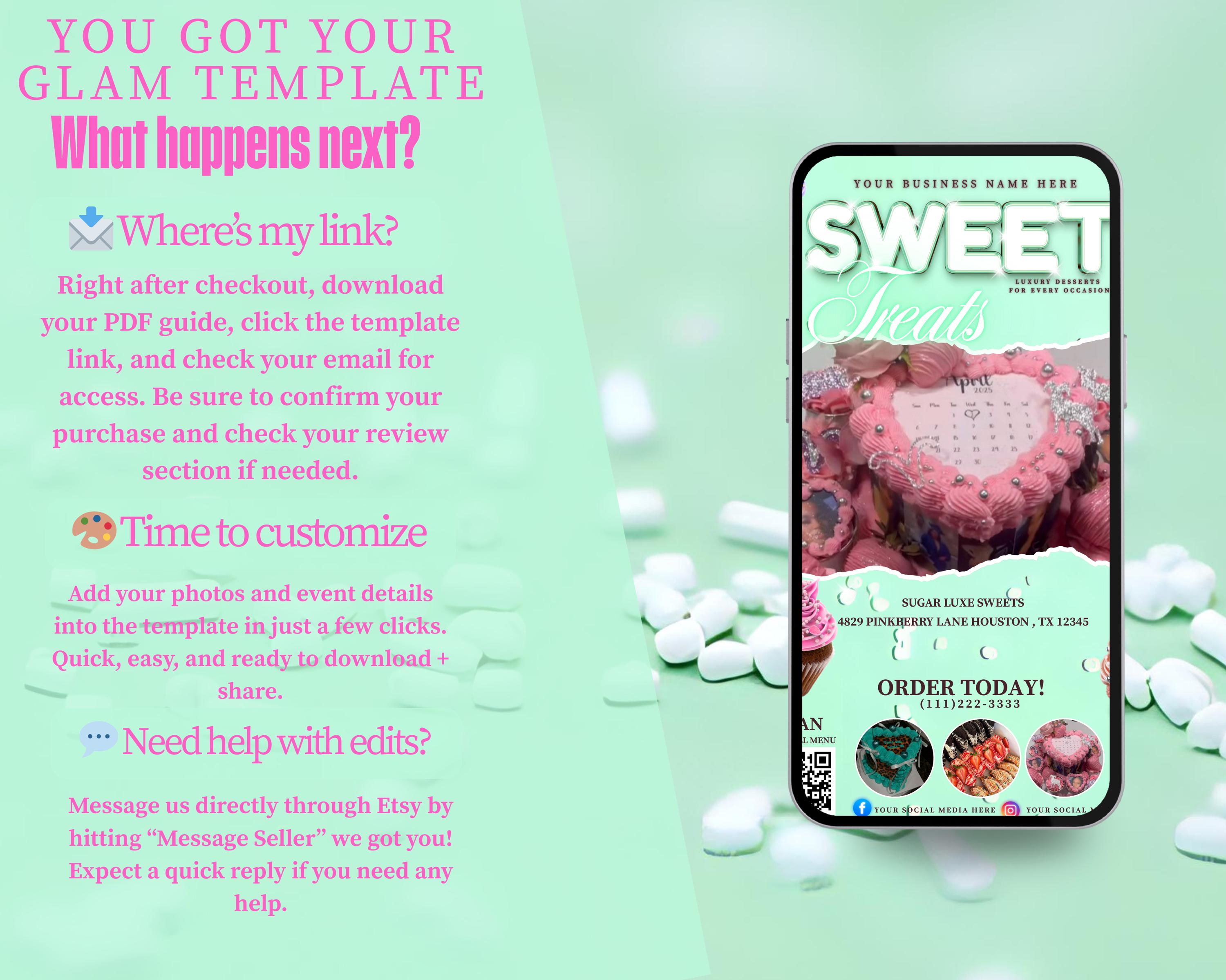 Editable Sweet Treats Flyer Template | Dessert Shop Canva Design - Etsy