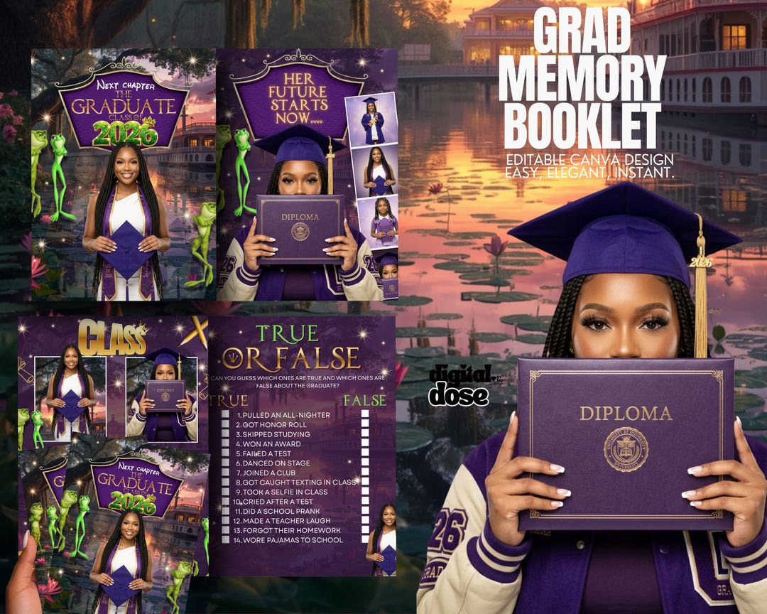 Graduation Memory Booklet Canva Template Editable Class 2026 Keepsake ...