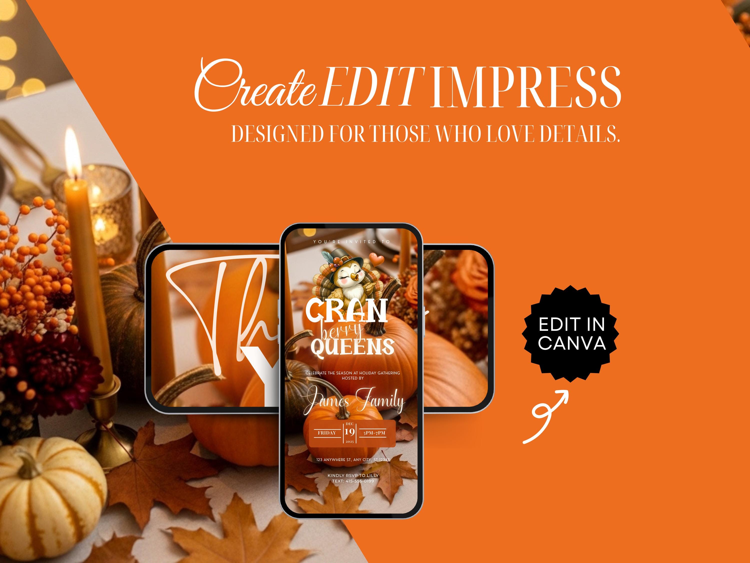 Editable Fall Event Invitation Template | Canva Thanksgiving Evite ...