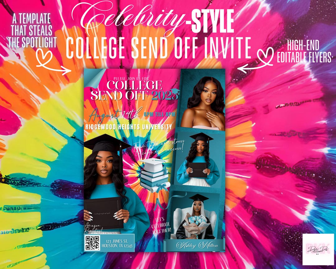 Celebrity Style Graduation Invitation Editable Canva Template College ...