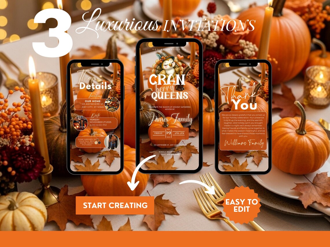 Editable Fall Event Invitation Template | Canva Thanksgiving Evite ...