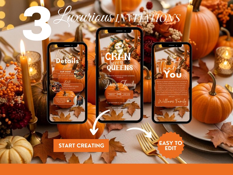 Editable Fall Event Invitation Template | Canva Thanksgiving Evite ...