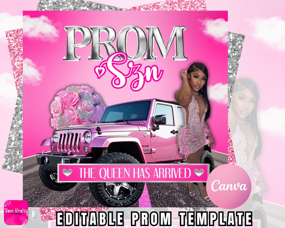 Pink Jeep Prom Flyer Template: Glam Party Invite (canva Editable) - Etsy