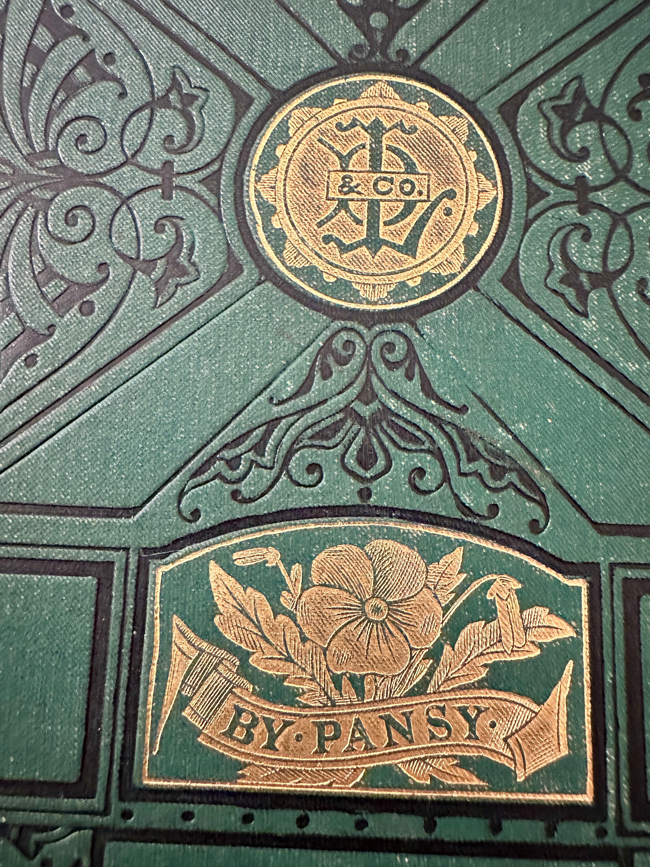 Glorious Green and Gold Tooled 1874 Antique Book Household Puzzles by ...