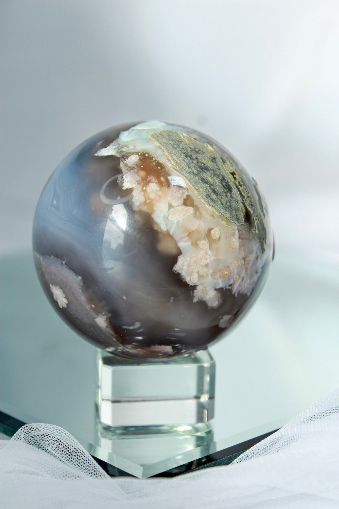 Flower Agate Sphere - Etsy