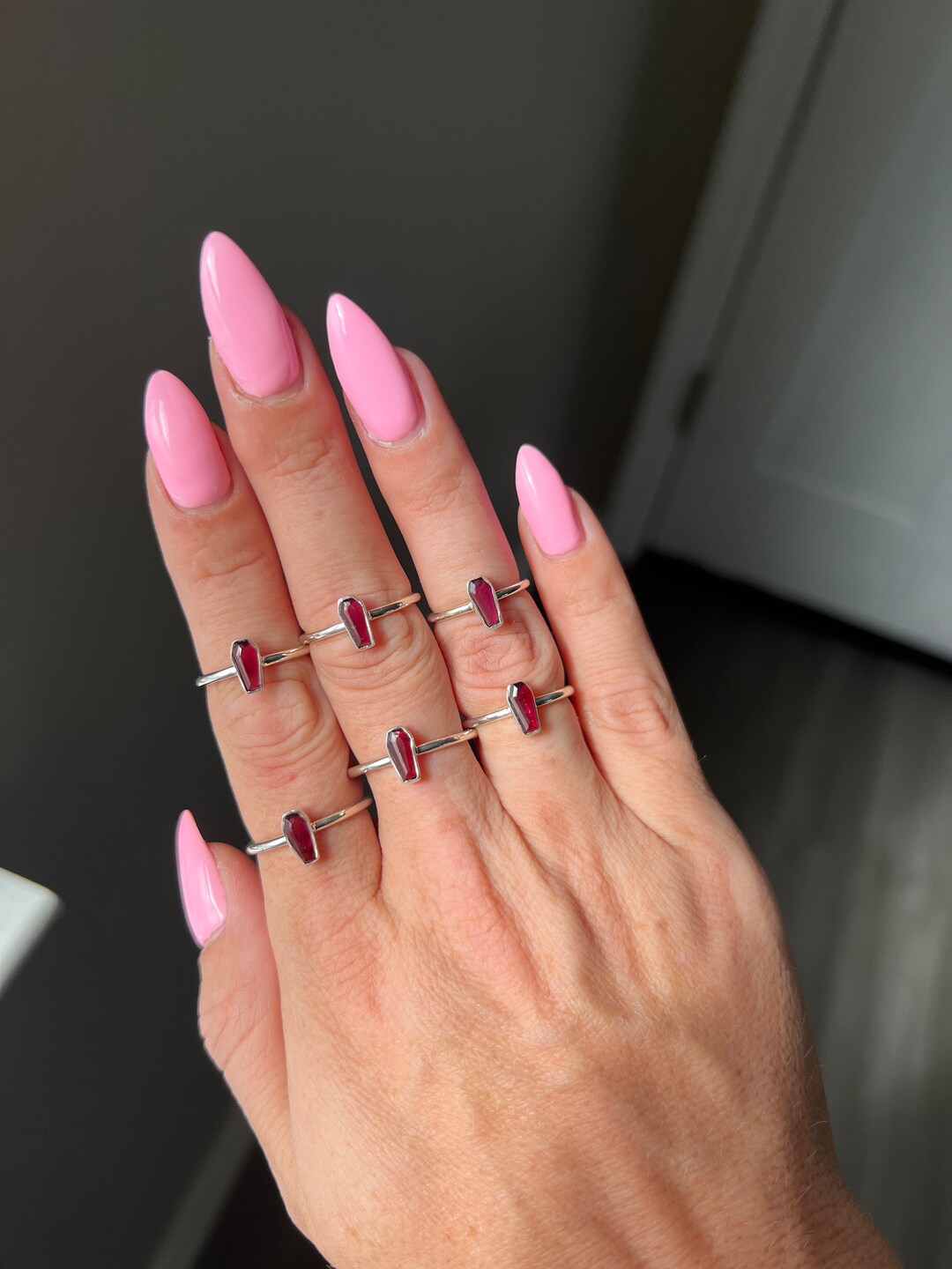 Garnet Gemmy Spooky Halloween Theme Coffin Sized Rings - Etsy