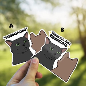 Dissociating Sticker, Zoning Out Black Cat Meme, Dissociative Sticker ...