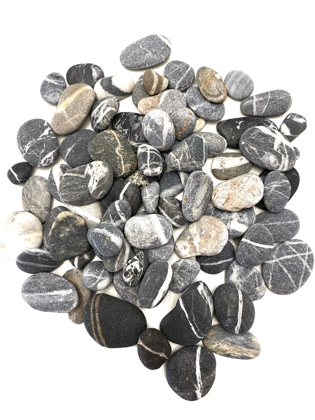 80 Natural Striped Marble Sea Rocks Aquarium Decor Unique Beach Rocks ...