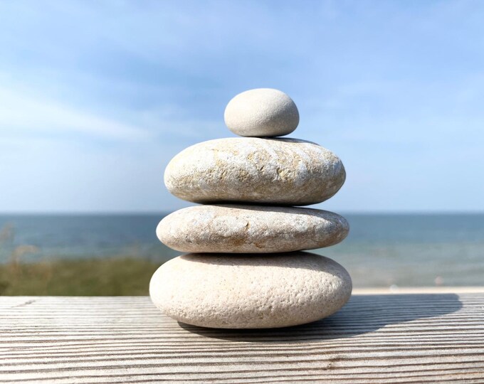 4 Flat Beach Stones, Balancing Stones, Sea Cairn, Laying Pebbles, Zen ...