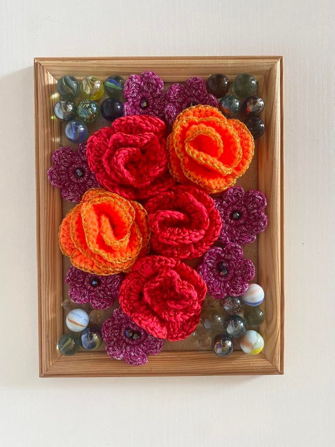 Floral Wall Decor. Knitted Crochet Flowers. Unique Tropical - Etsy