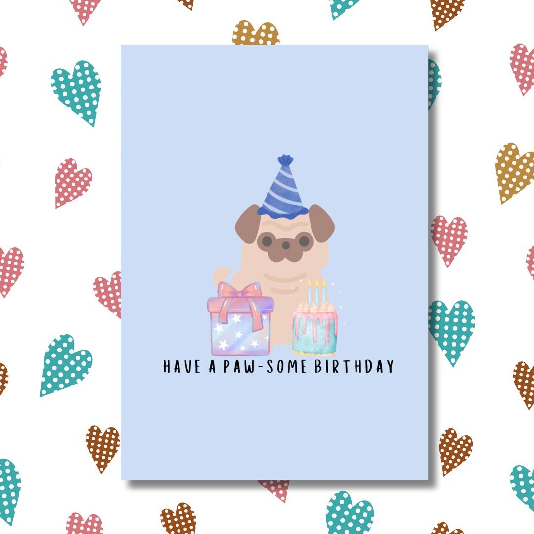 Have A Pawsome Birthday Printable Card, Dog Lover, German Shepherd ...