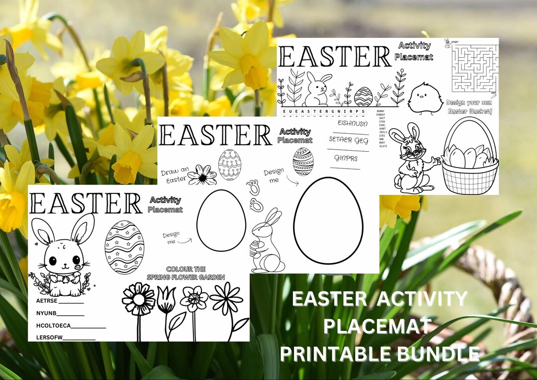 Easter Activity Placemat Printable Easter Dinner Coloring Placemats ...