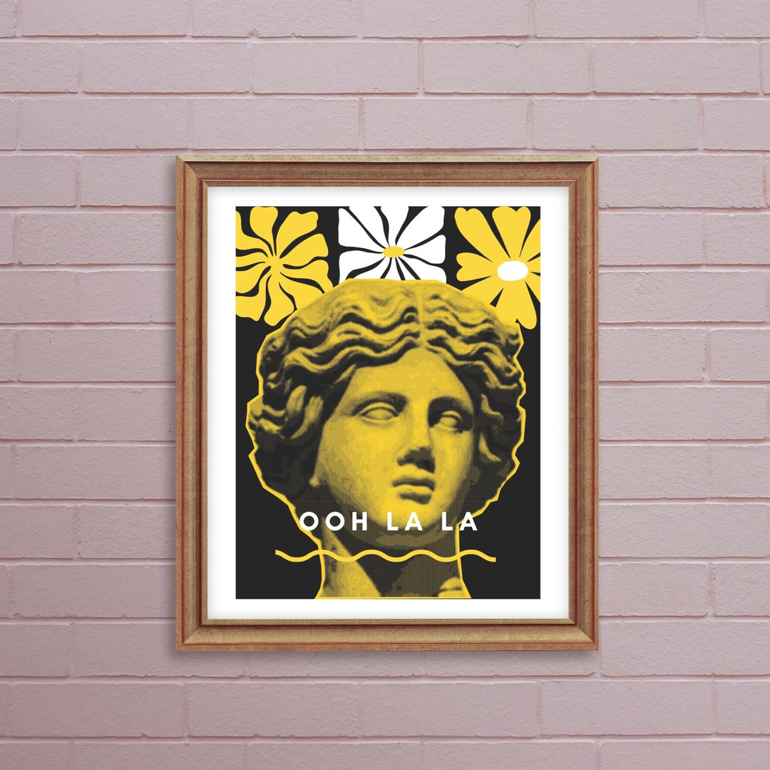 NEW ARRIVAL Ooh La La Cool Yellow Statue Bold Graphic Wall Art Print ...