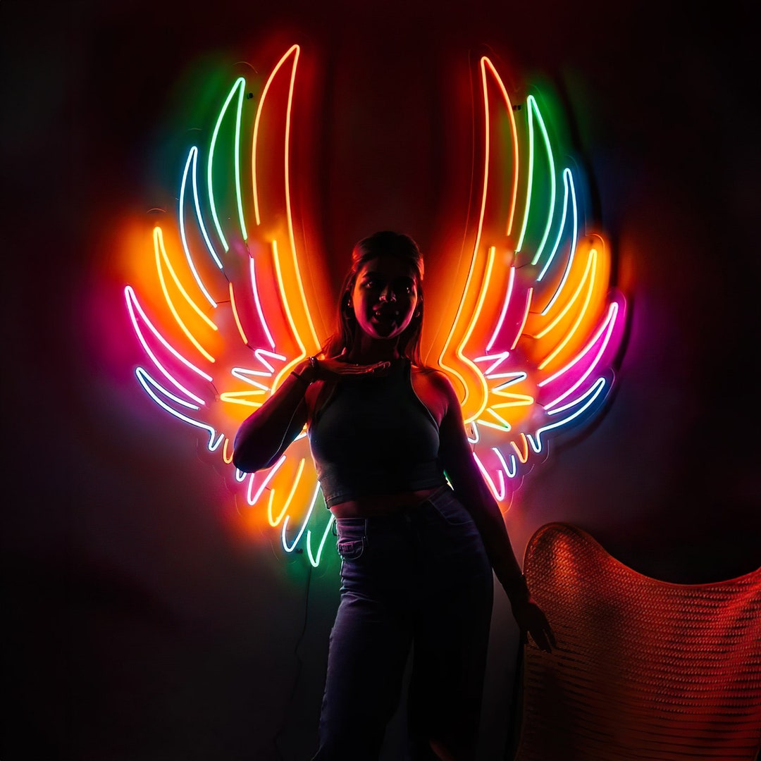 Wings LED Neon Sign Angel Wings LED Decor Led Business Decor Angel ...