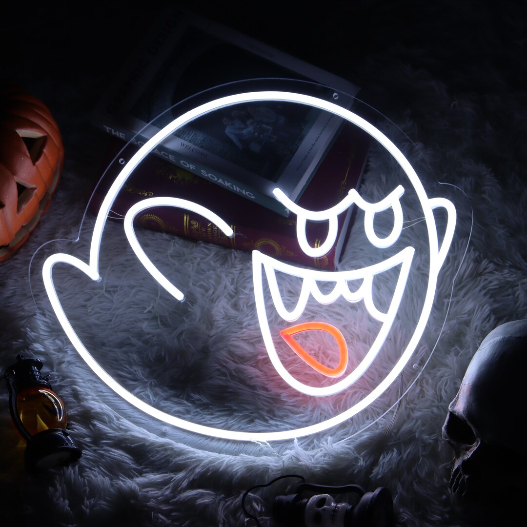 Anime Boo Neon Sign, Neon Light Sign Bedroom Game Room Wall Decor Art ...