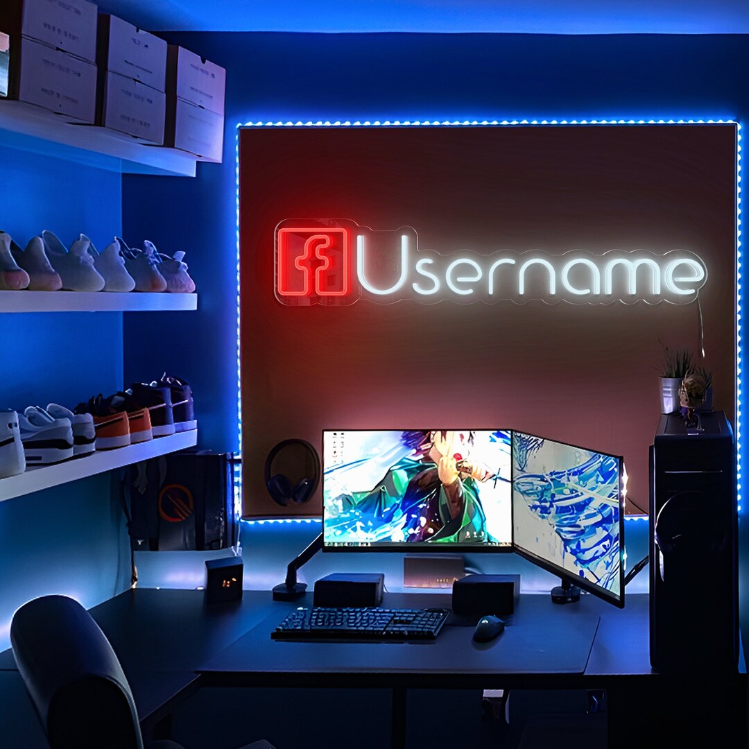 Personalized Gaming Neon Sign Vibrant LED Lighted Custom Username Game ...