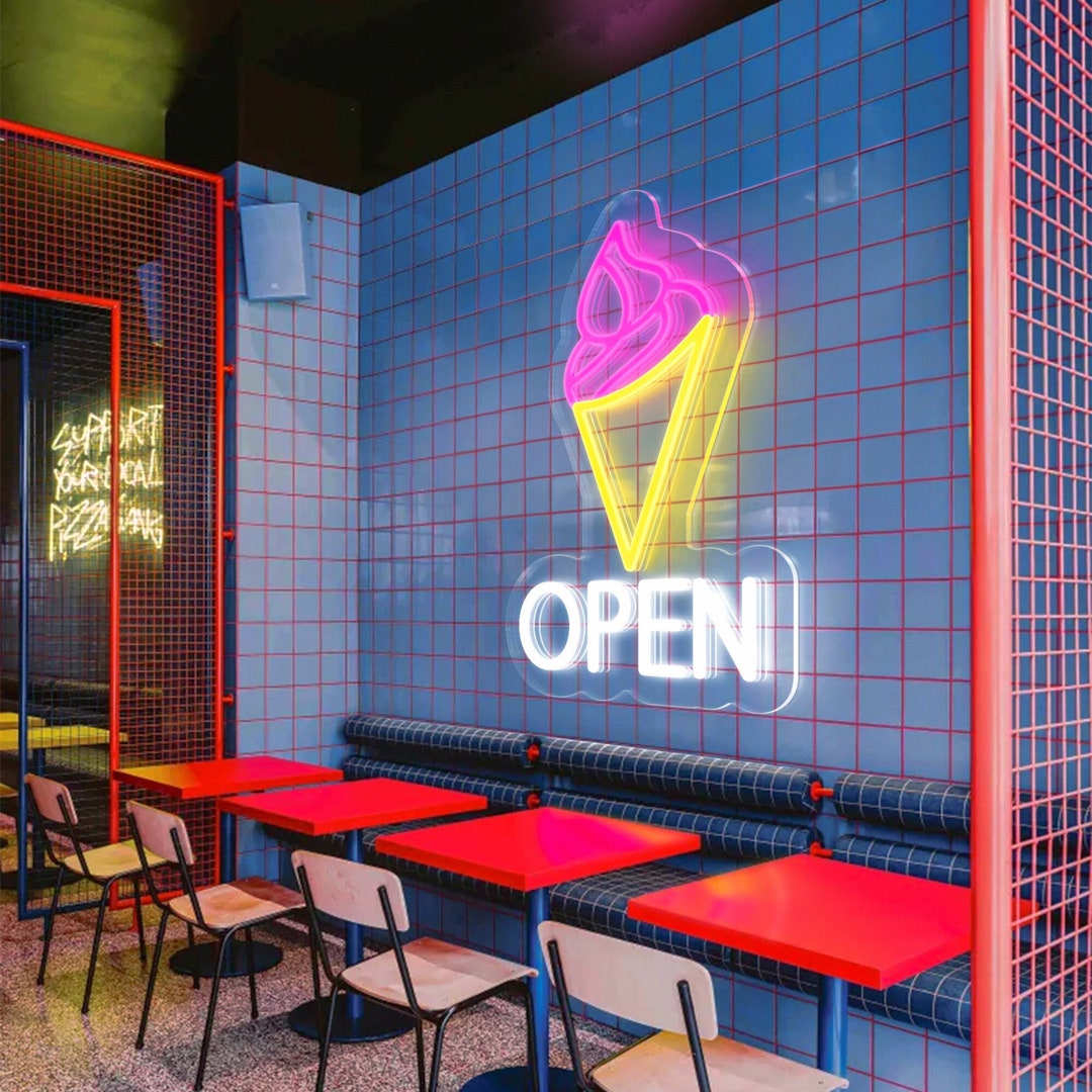 Ice Cream Open Neon Sign,led Neon Open Sign,open Neon Sign for Home Bar ...