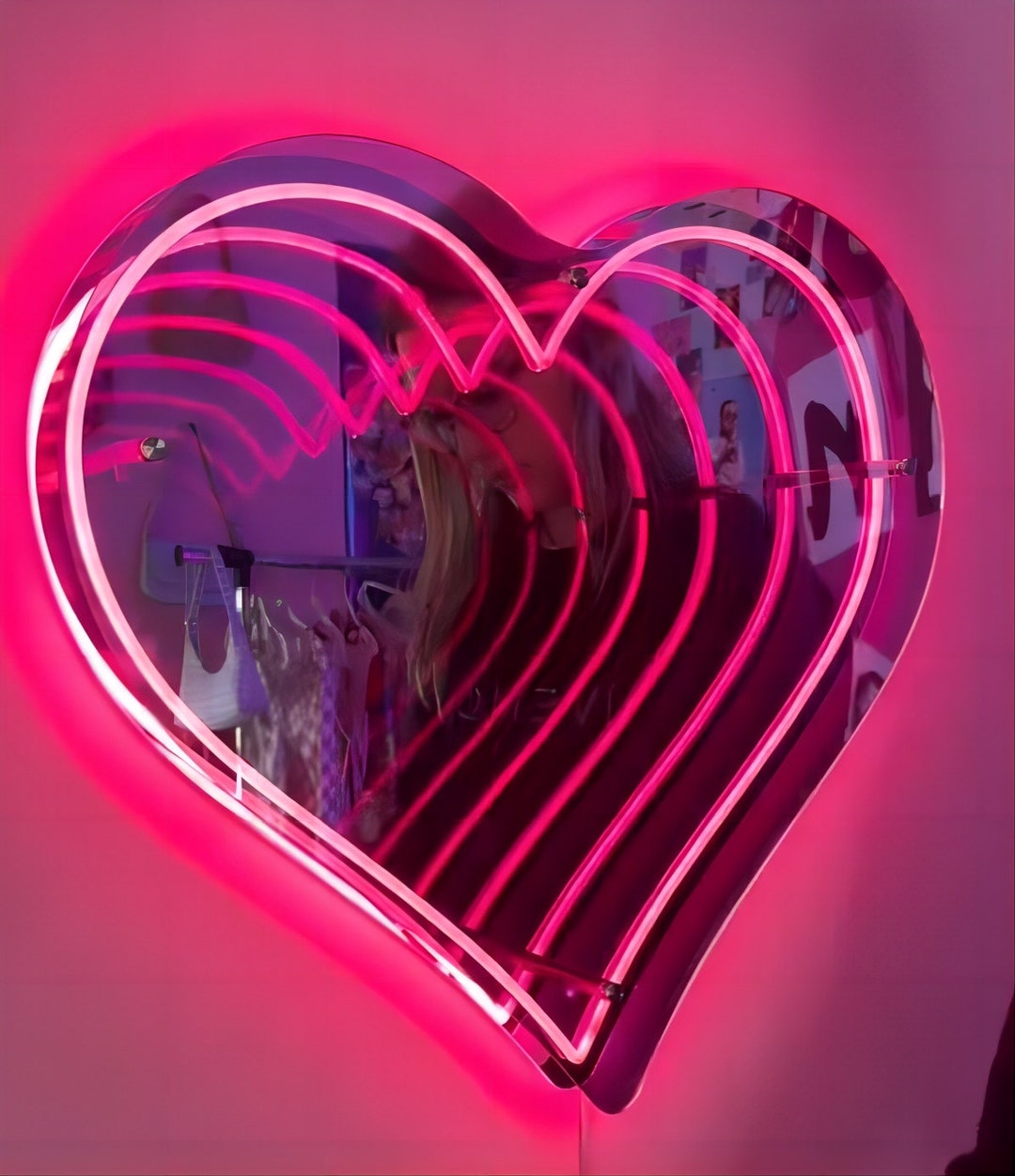 Custom Infinity Mirror Neon Sign Heart Neon Sign Neon Sign Wall Decor ...