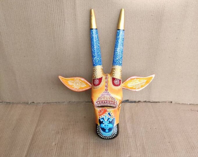 Wooden Painted Cow Head/wood Carved Cow Head/wall Decor Article ...