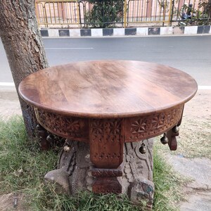 Indian Carved Chakki Coffee Table, Vintage Grinder Table - Etsy
