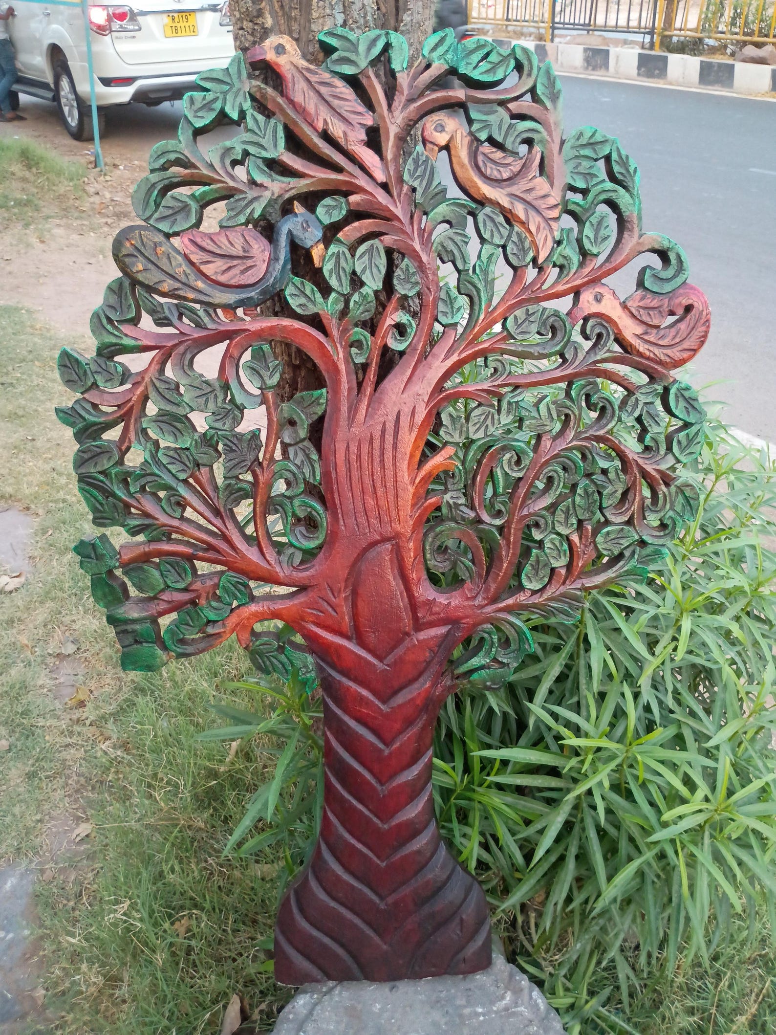 Carved Mango Wood Tree Wall Panel: Indian Birds Jali Art (90x60 Cm) - Etsy