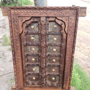 Antique Vintage Style Handcarved Wood & Brass Work Window/handmade ...