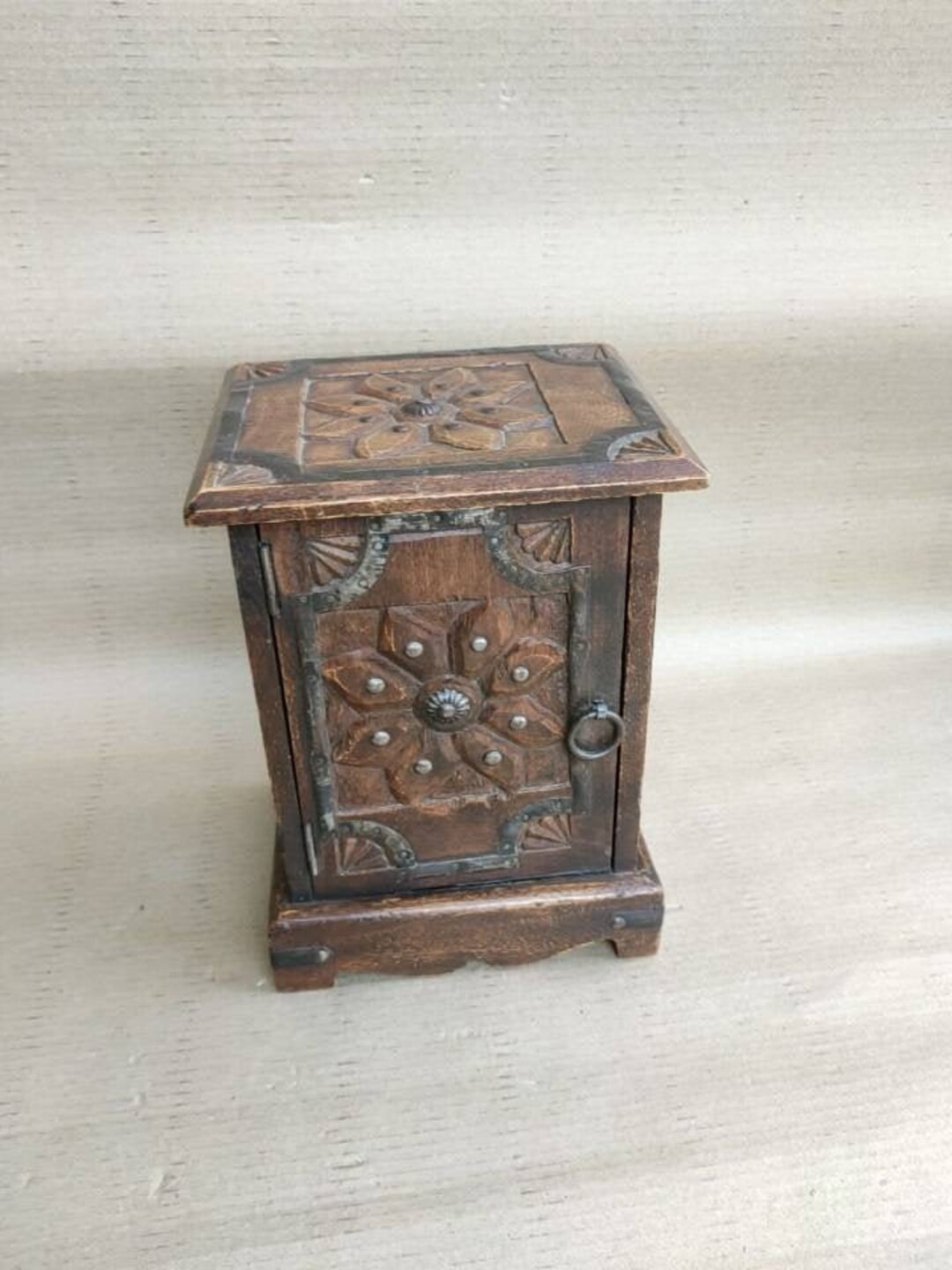 Wooden Small Cabinet With Carving and Natural Finished/ Home Decor ...