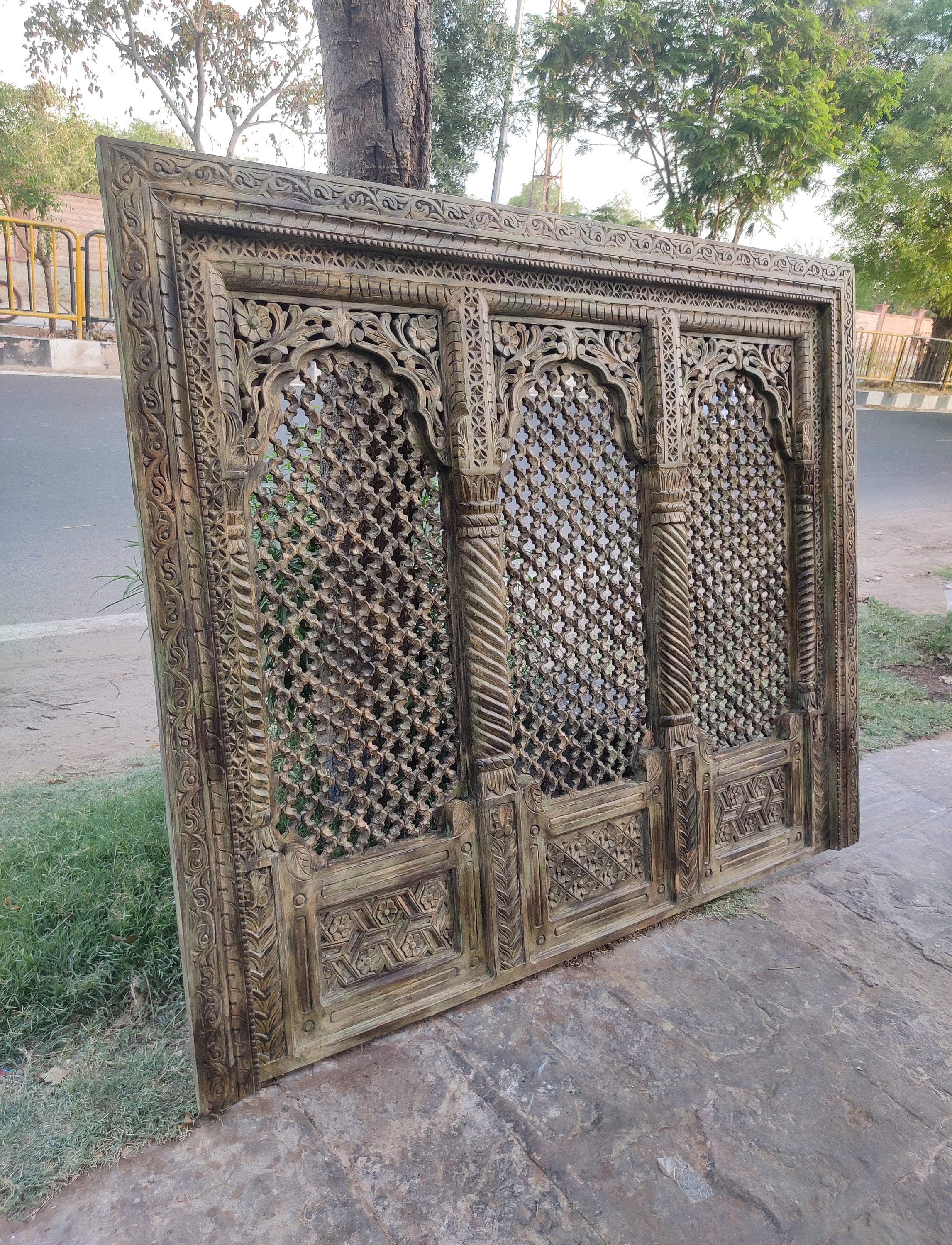 Distressed Mango Wood Carved Wall Panel, Indian Jali Decor - Etsy
