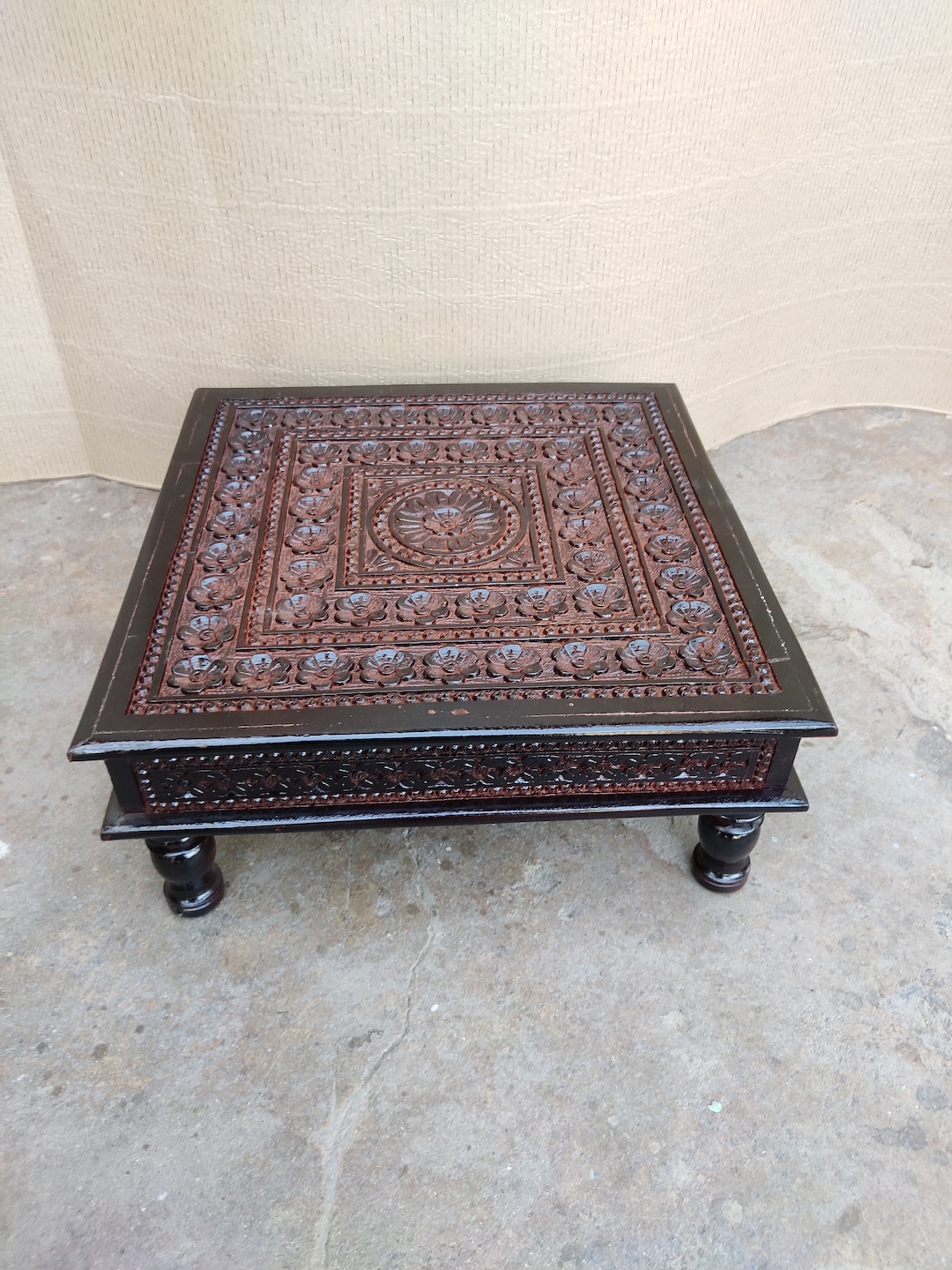 Wooden Vintage Style Handcarved Indian Chowki/home Decor Table/indian ...