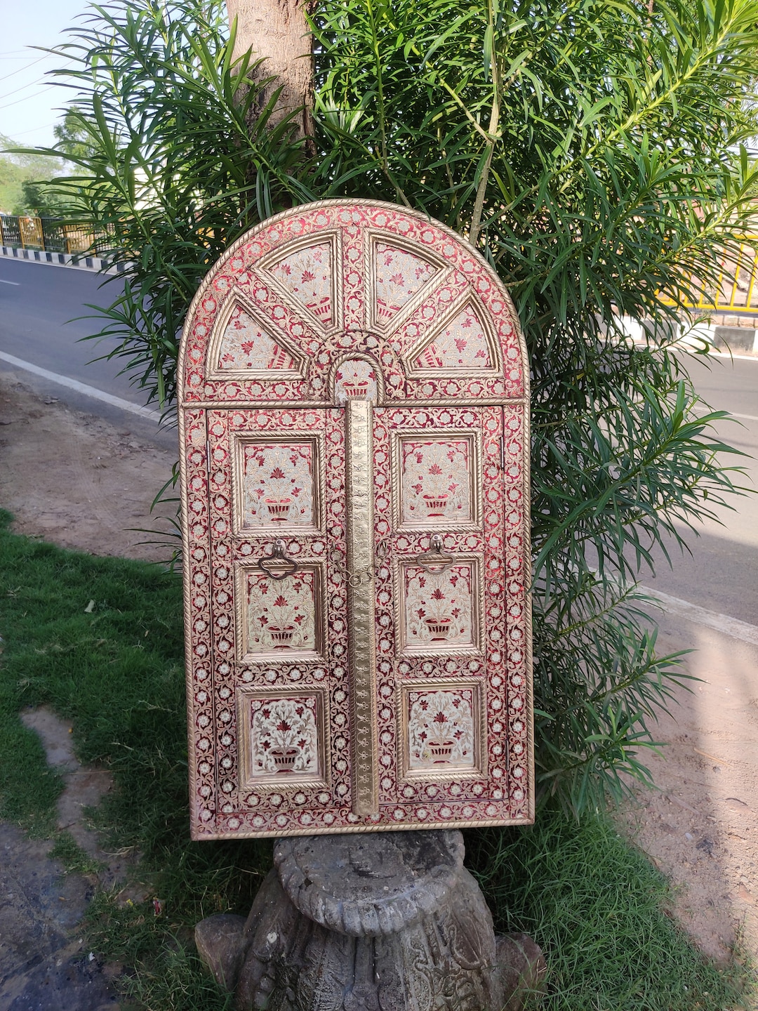 Meenakari Wooden Window, Brass Inlay, Indian Ethnic Wall Decor - Etsy