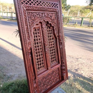 Ethnic Vintage Style Carved Wood & Brass Work Window Frame/ Handmade ...