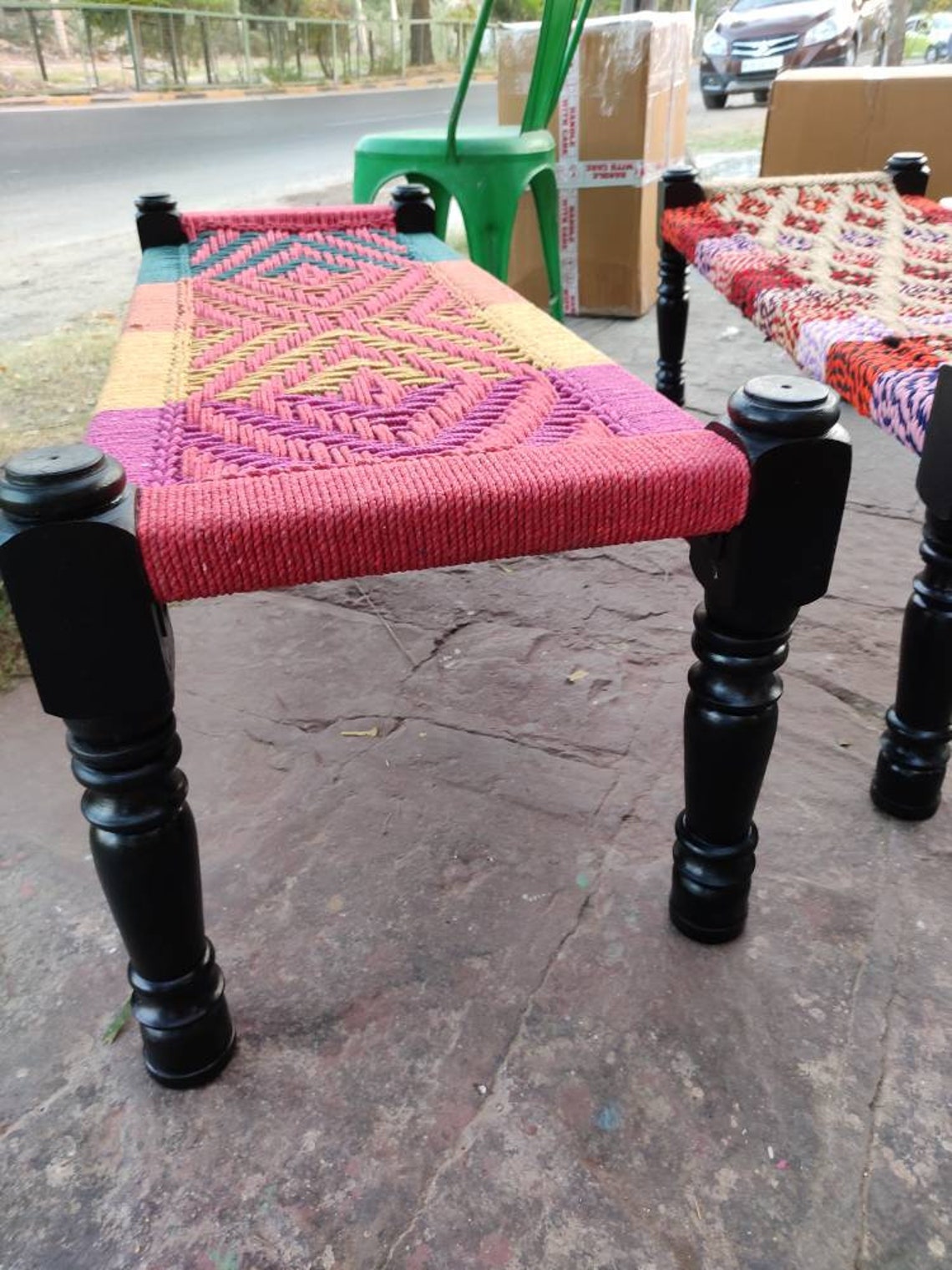 Handmade Wooden Woven Rope Charpai / Day Bed /cotton Rope - Etsy