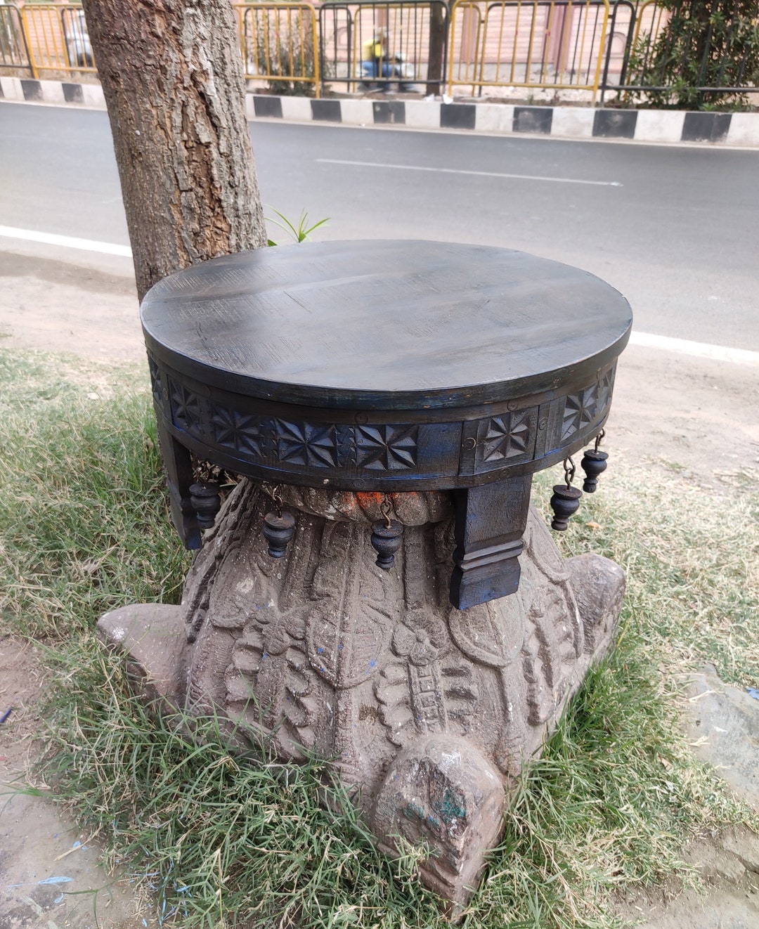 Indian Carved Chakki Coffee Table, Vintage Grinder Table - Etsy