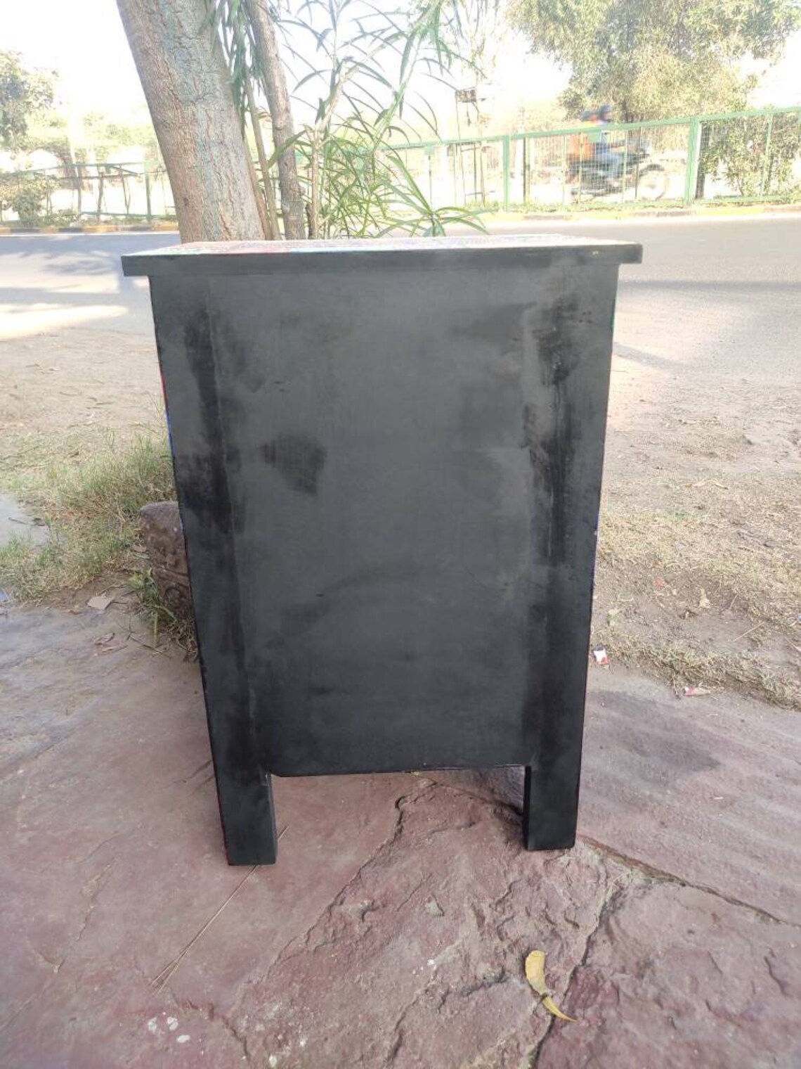 Bedside Table Wooden Handpainted Unique Design/ Drawers - Etsy