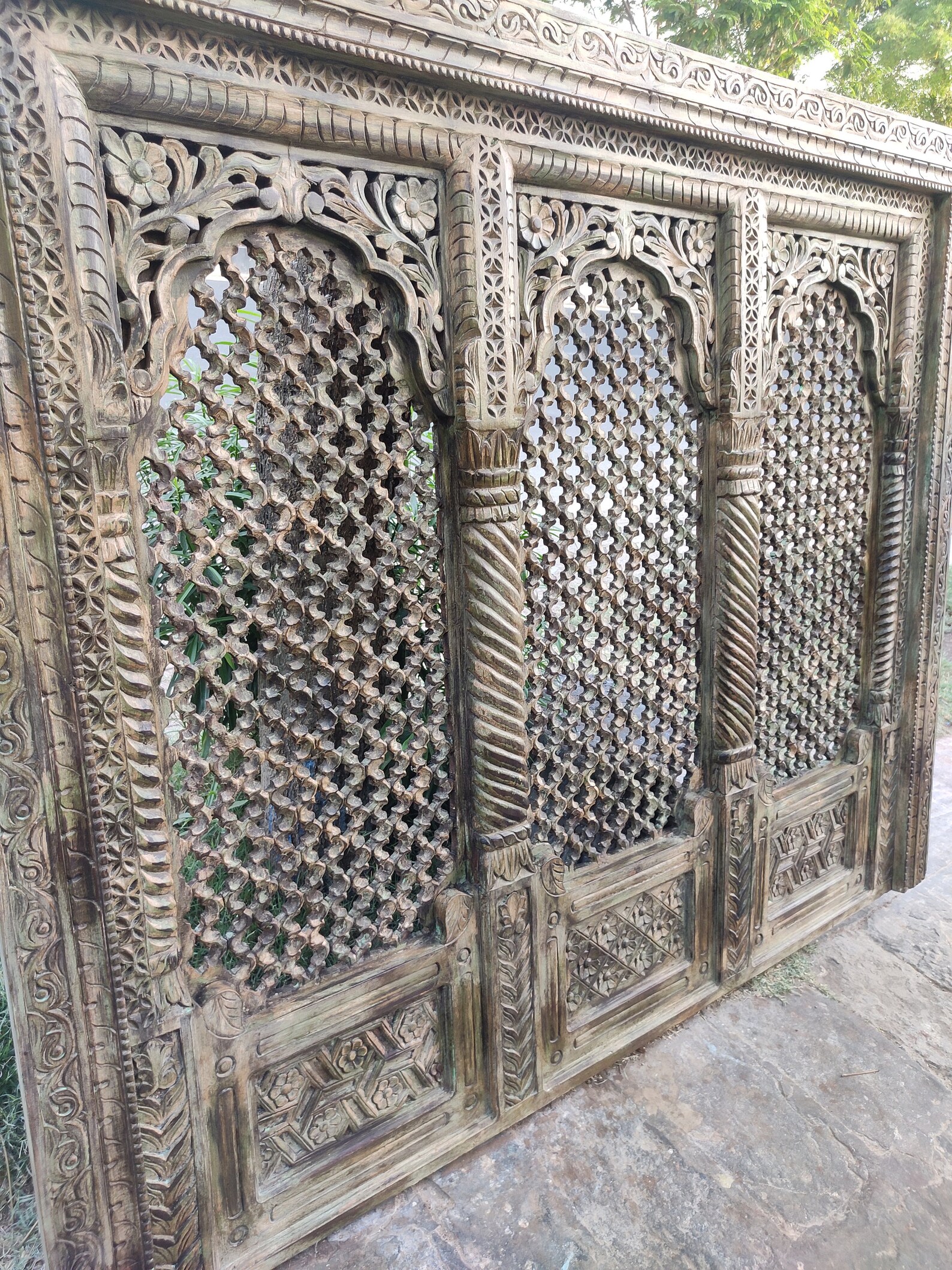 Distressed Mango Wood Carved Wall Panel, Indian Jali Decor - Etsy