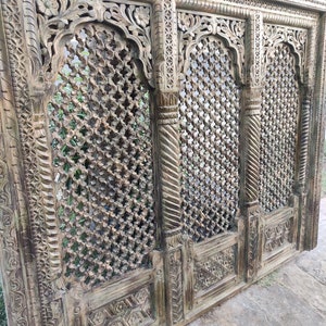 Distressed Mango Wood Carved Wall Panel, Indian Jali Decor - Etsy